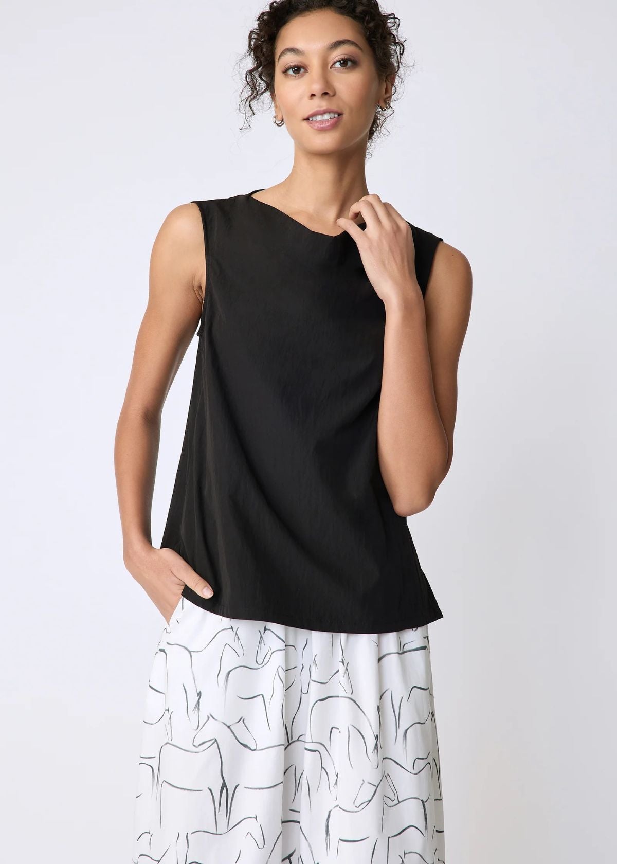 KAL RIEMAN Dani Drape Top - Black